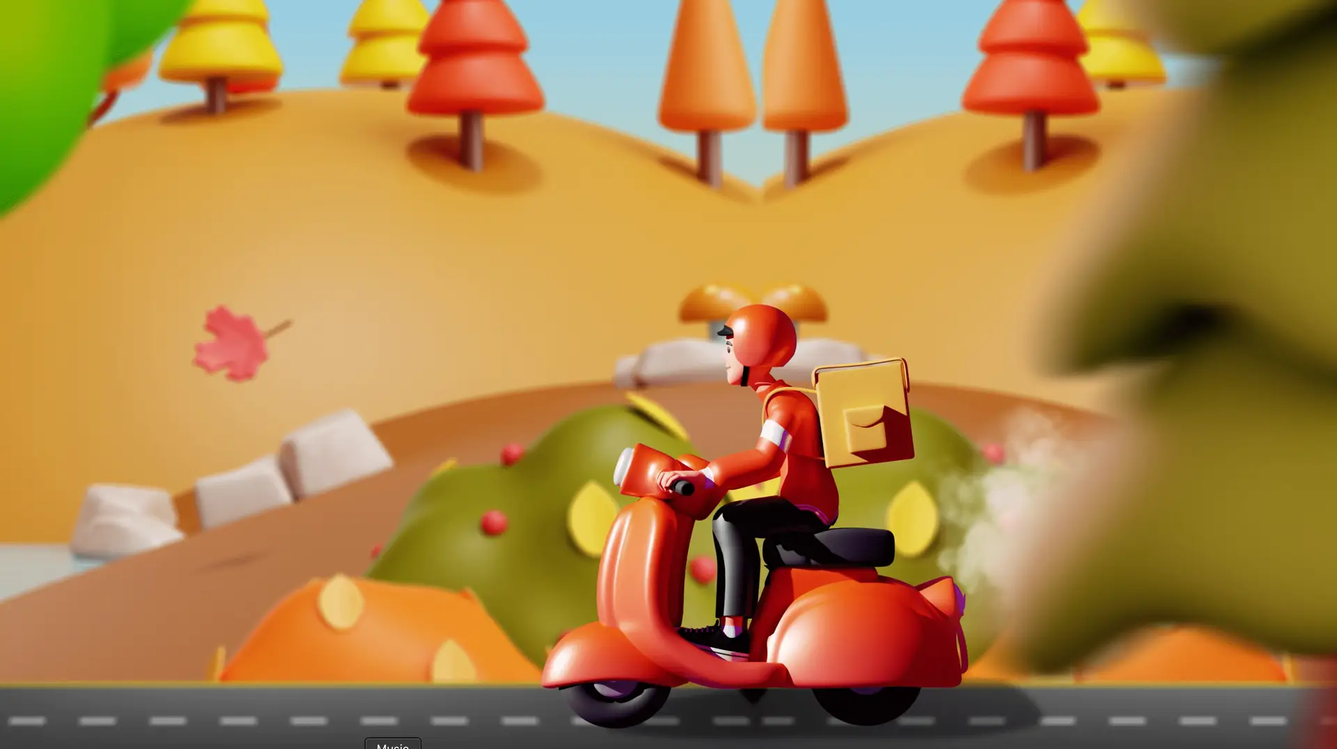 Animation on the delivery guy who keeps bouncing from 2D to 3D
